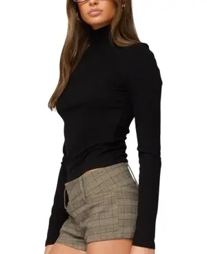 EDIKTED Saskia Fitted Ribbed Turtleneck Top