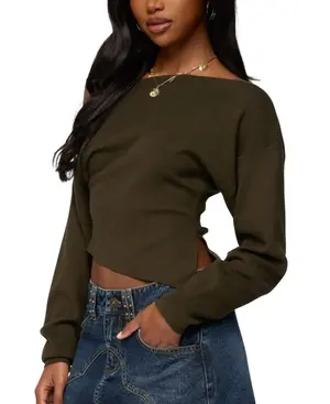EDIKTED Chenelle Asymmetric Off Shoulder Sweater