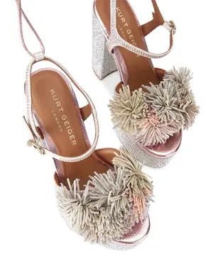 Kurt Geiger Pom Pom Ankle-tie Platform Sandals