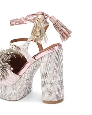 Kurt Geiger Pom Pom Ankle-tie Platform Sandals