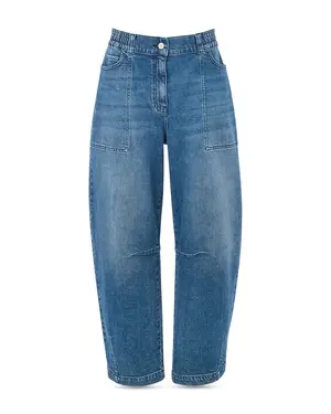 Whistles Petite Elasticated Waist Barrel Jeans