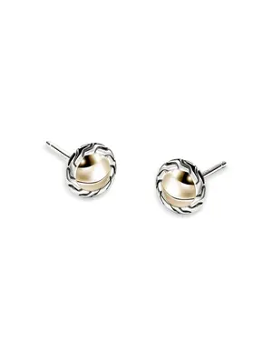 John Hardy 14k Yellow Gold & Sterling Stud Earrings - Silver