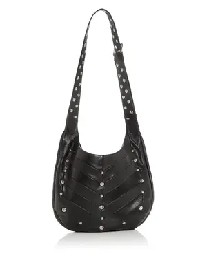 Valentino Garavani Vlogo Stud Embellished Leather Hobo Bag
