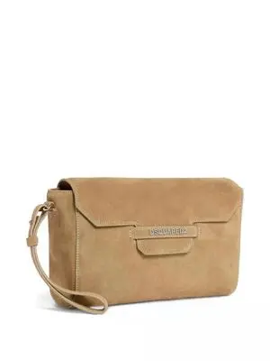 Dsquared2 Suede Leather Clutch Bag With Wrist Strap