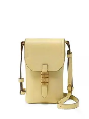 Pinko Leather Crossbody Bag With Logo - Yellow