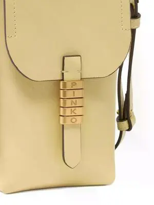 Pinko Leather Crossbody Bag With Logo - Yellow