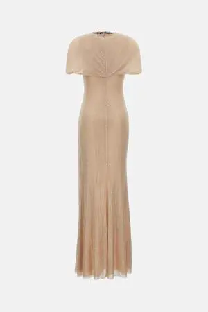 SELF-PORTRAIT Maxi Dress With Crystals - Beige