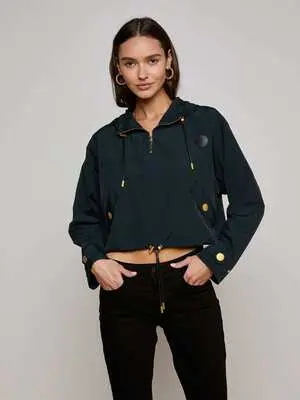 L'Agence Bronwyn Cropped Windbreaker - Black
