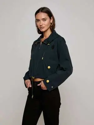 L'Agence Bronwyn Cropped Windbreaker - Black