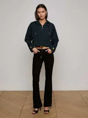 L'Agence Bronwyn Cropped Windbreaker - Black
