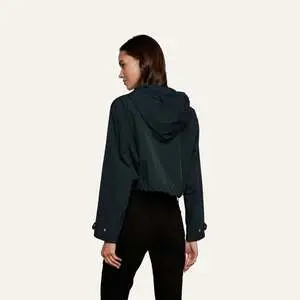 L'Agence Bronwyn Cropped Windbreaker - Black