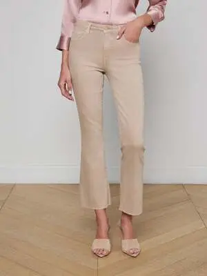 L'Agence Kendra Cropped Flare Jean - Biscuit