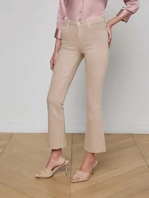 L'Agence Kendra Cropped Flare Jean - Biscuit