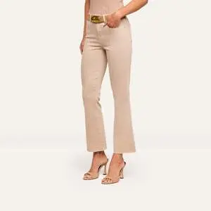L'AGENCE Kendra Cropped Flare Jean - Biscuit