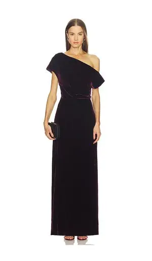 SRG Paola One-shoulder Velvet Gown