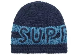 Supreme Crochet Logo Beanie - Navy Blue