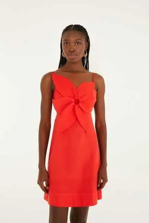 Farm Rio 3d Flower Mini Dress - Red