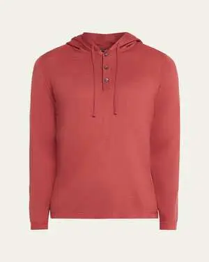 Kiton Cashmere And Silk Half-placket Hoodie