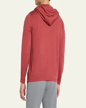 Kiton Cashmere And Silk Half-placket Hoodie
