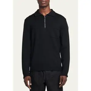 Moncler Long-sleeve Zip Polo Sweater