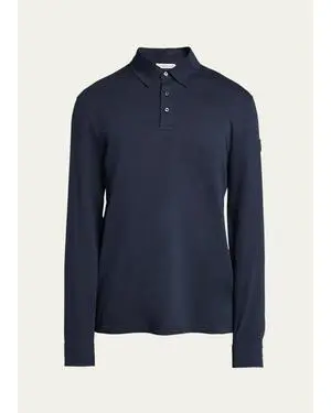 Moncler Cashmere Long-sleeve Polo Shirt