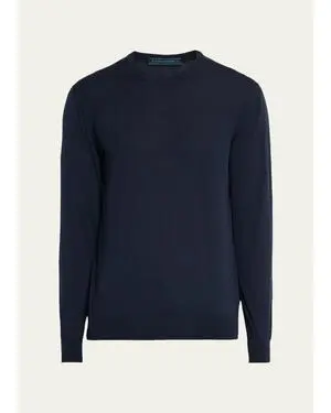 Kiton 14 Micron Wool Crewneck Sweater - Blue
