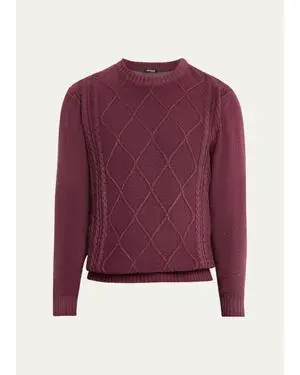 Kiton Cashmere Diamond Cable Crewneck Sweater - Red