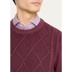 Kiton Cashmere Diamond Cable Crewneck Sweater