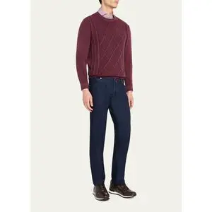 Kiton Cashmere Diamond Cable Crewneck Sweater