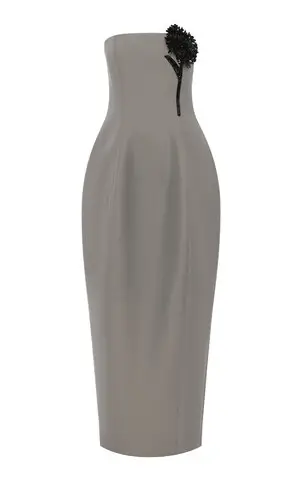 LEO LIN Strapless Embellished Maxi Dress - Grey