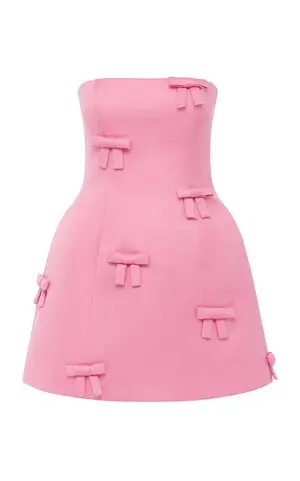 LEO LIN Leo Lin Roselle Bow-Embellished Mini Dress Pink