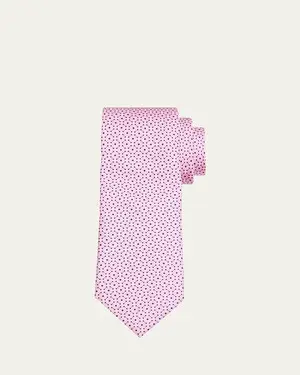 Zegna Lattice-Print Neck Tie Pink