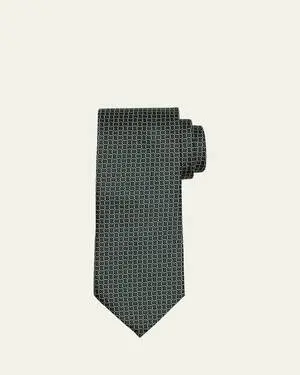 Zegna Geometric Net Silk Neck Tie Gray