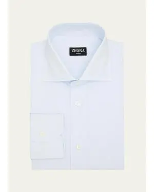 Zegna Micro-check Cotton Dress Shirt - Blue