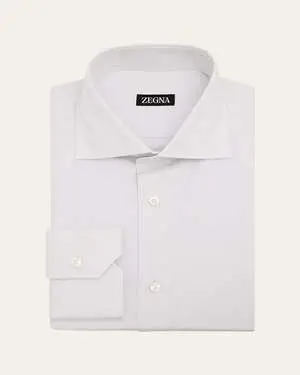 Zegna Solid Cotton Twill Dress Shirt - Gray