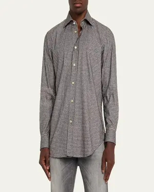 Kiton Cotton Houndstooth Classic-fit Sport Shirt