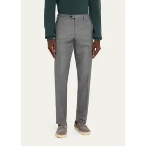 Kiton Wool Twill Flat-front Trousers