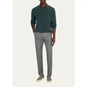 Kiton Wool Twill Flat-front Trousers