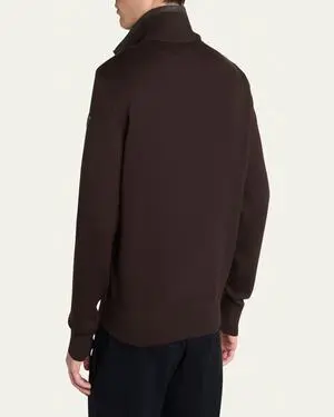 Moncler Wool And Suede Snap-front Cardigan - Brown