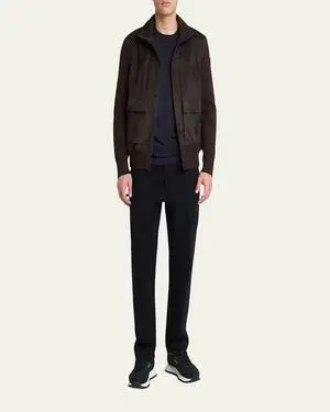 Moncler Wool And Suede Snap-front Cardigan - Brown