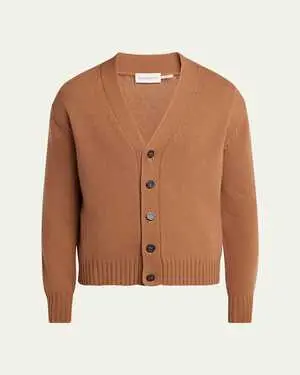 Moncler Leather Logo Wool Knit Cardigan