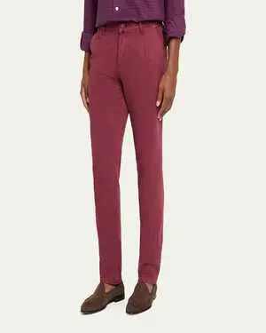 Kiton Straight Fit Flat-front Trousers - Red
