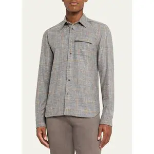Kiton Windowpane Snap-front Overshirt