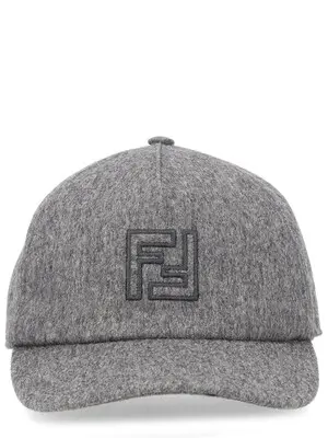 Fendi Wool And Cashmere Baseball Cap - Grey