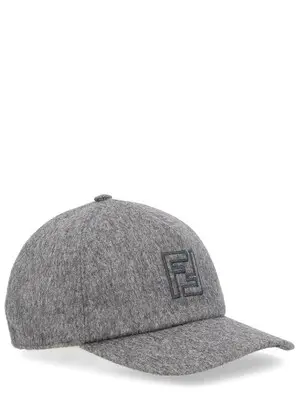 Fendi Wool And Cashmere Baseball Cap - Grey