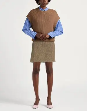 Paul & Joe Mini Flared Virgin Wool Skirt - Brown