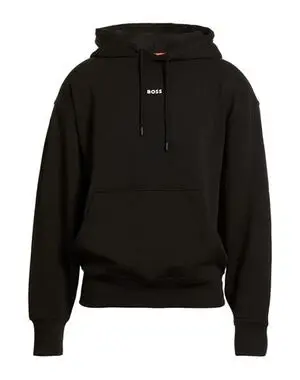 BOSS Cotton Terry Hoodie With Logo - Black
