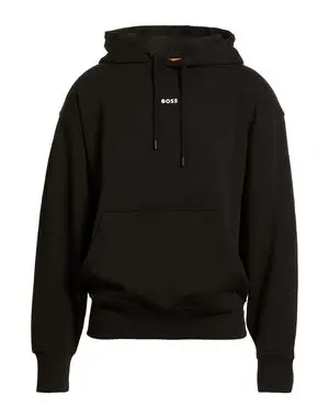 BOSS Cotton Terry Hoodie With Logo - Black