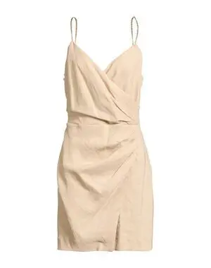 Maje Mini Dress In Linen, Viscose, And Elastane - Beige