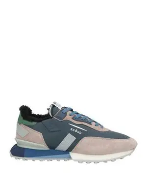 GHOUD VENICE Midnight Leather & Suede Low-top Sneakers With Shearling Trim - Blue